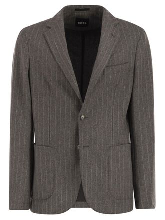 HUGO BOSS Blazer coupe slim en flanelle stretch ray&eacute;e