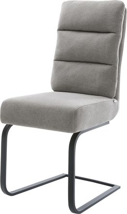 DELIFE Schwingstuhl Pela-Flex Freischwinger flach Schwarz Strukturstoff Soft Grau Taschenfederkern