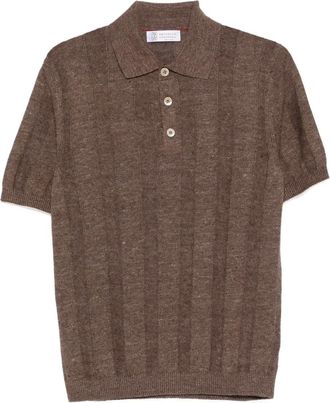 Brunello Cucinelli ribbed polo shirt - Braun