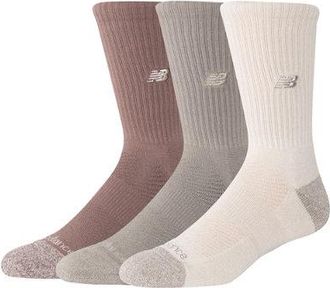 New Balance Unisexe Active Premium Crew 3 Pack en Beige/Marron, Polyester, Taille XL