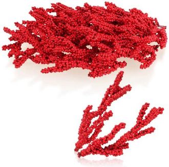 Com-Four 25x Branche d&eacute;corative - Baies de Houx d&eacute;coratives pour Le Bricolage - Accessoires de Bricolage pour couronnes et Arrangements (25 pi&egrave;ces - Beaucoup d