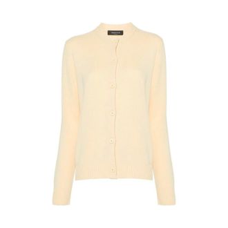 Fabiana Filippi Femme, Pulls, Beige, Taille: 44 FR Cardigan Jaune en Laine Mérinos avec Détails Perforés