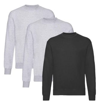 Fruit Of The Loom Herren Classic Set In Sweat, 3 Pack Sweatshirt, 2X Grau + 1x Schwarz + 1 HL Kauf Notizblock, XXL (3er Pack)