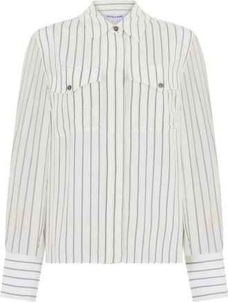 Veronica Beard Femme, Blouses et Chemises, Blanc, Taille: 40 FR Long Sleeve Striped Shirt