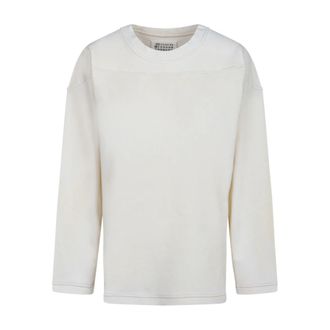 Maison Margiela Crewneck Sweatshirt mit Zahlenmuster - - Knitwear - Damen - Wei&szlig; - M
