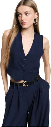 Please Femme, Vestes, Bleu, Taille: 38 FR Short Gilet