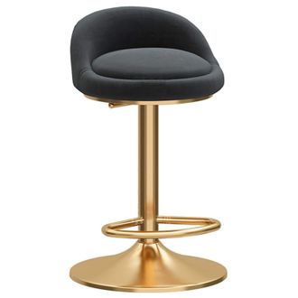 Generic Barhocker mit Theke, drehbare Barhocker mit H&ouml;henverstellung, samtbezogener Barstuhl mit niedriger R&uuml;ckenlehne und Fu&szlig;st&uuml;tze f&uuml;r Zuhause, K&uuml;che, Esszi