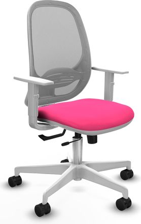 Piqueras y Crespo Computerstuhl Rosa Cilanco mit wei&szlig;en Armlehnen, h&ouml;henverstellbare Lendenwirbelst&uuml;tze, ausgestattet mit Syncro/Traslack und Schneideschaum, Grau/Rosa