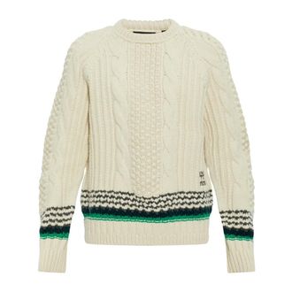 Lacoste Pull en laine avec maille d&eacute;corative - Homme - Pulls - Beige - Taille: M