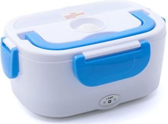 Herzberg HG03152-BLU, elektrische Heiz-Lunchbox Blau, 1,5 L, Stromversorgung 110 V/12 V/24 V, 360° Dampfheizung, Doppelkammer, ergonomischer Griff