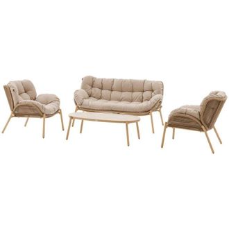 Hesperide Hesperide - Salon de jardin Meloane taupe 5 places en polyester et acier - Hesp&eacute;ride