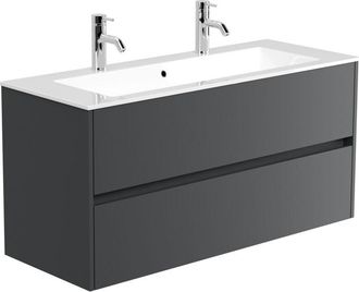 Magnolia Home Doppelbadm&ouml;bel Taifun und Waschtisch 120 cm 2 Greifraum SoftClose Grafit
