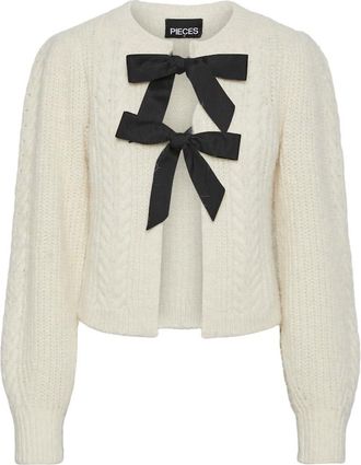 Pieces PCROW LS O-Neck Bow Knit BC