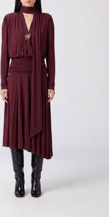 Blumarine Robe midi asym&eacute;trique en viscose stretch avec col lavalli&egrave;re