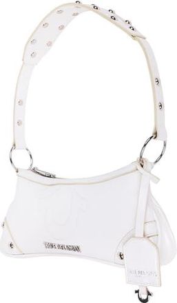 True Religion Femme Horseshoe Shoulder Bag, Zip-Top Mini Handbag with Gold Hardware and Signature Lining Sac à bandoulière, Blanc