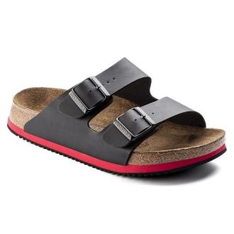 Birkenstock Sandales Arizona Superlauf, Birko-Flor, Noir/Rouge, Normales, Pointure 48 230114-48 (Mules Basses, Chaussures &agrave; Deux Boucles, Chaussures Professionnel