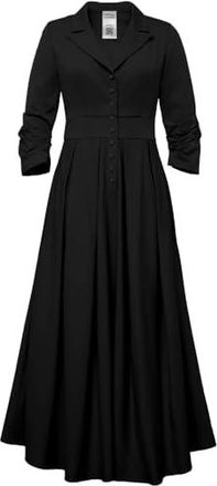 Chic Star Robe chemise longue &agrave; volants pour femme, noir, Taille S