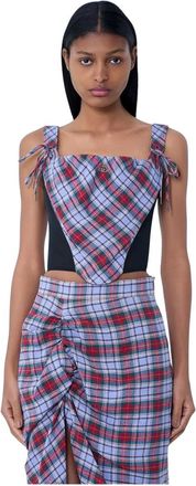 Vivienne Westwood Femme, Tops, Rouge, Taille: 40 FR Plaid Patterned Corset Top