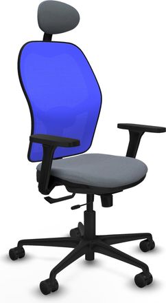 Piqueras y Crespo Ergonomischer Stuhl mit 3D-Armen, h&ouml;henverstellbare Lendenwirbelst&uuml;tze und festes Kopfteil, ausgestattet mit Syncro/Traslack und injiziertem Schaumsto