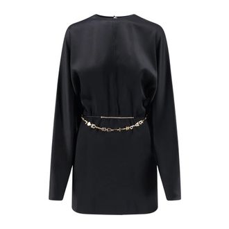 Saint Laurent Kurzes Kleid mit Rundhalsausschnitt - - Dresses - Damen - Schwarzk - L