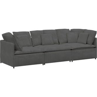 vidaXL Modulares Sofa mit Kissen Cordstoff Dunkelgrau Vidaxl