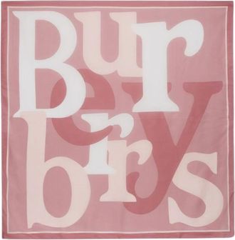 Burberry Foulard en soie et coton &agrave; logo manuscrit - Femme - Accessoires - Rose - Taille: ONE Size