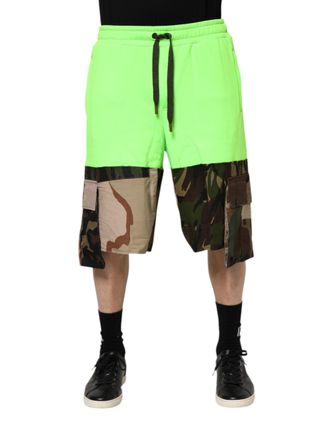 Dolce & Gabbana Green Patchwork Cargo Bermuda Men Shorts Cotton