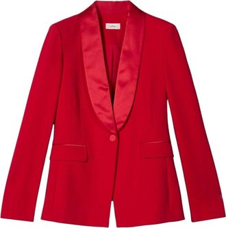 Oltre Femme, Vestes, Rouge, Taille: 44 FR Blazer en tissu cr&ecirc;pe