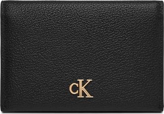 Calvin Klein Damen Kartenetui Monogram Flap aus Leder, Schwarz (Black), Einheitsgr&ouml;&szlig;e