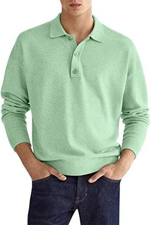 Generic Polo de golf pour homme - Haut de golf à manches longues tendance décontracté vêtements de travail polo de tennis t-shirts pour homme simple couleur u