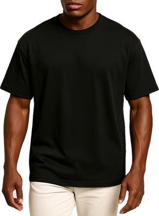 LEIF NELSON Herren Oversized T-Shirt, lockeres Shirt aus 100% Baumwolle, Sommer Shirt mit Rundhals-Ausschnitt, Streetwear Look, Kurzarm Basic f&uuml;r Alltag & Freizei