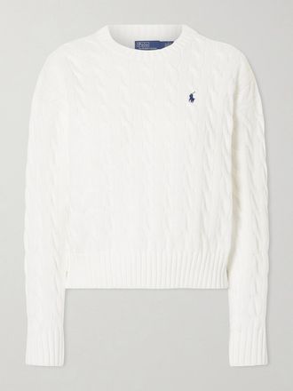 Polo Ralph Lauren Pull En Coton &Agrave; Mailles Torsad&eacute;es - Blanc