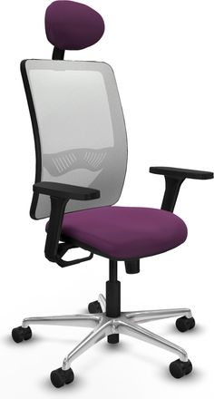 Piqueras y Crespo Schreibtischstuhl Zulema, h&ouml;henverstellbare Lendenwirbelst&uuml;tze und festes Kopfteil, ausgestattet mit Sincro 3 Positionen und Schneideschaum, Wei&szlig;/Viol