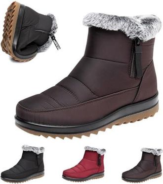 Generic Bottes dhiver imperm&eacute;ables en coton chaud pour femme, bottes dhiver chaudes doubl&eacute;es de fourrure, bottes mi-mollet en polaire avec fermeture &eacute;clair la