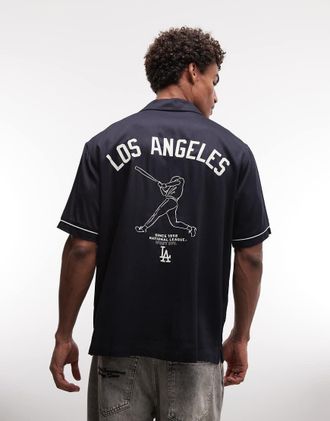New Era LA Dodgers - Chemise avec col &agrave; revers et logo - Bleu marine