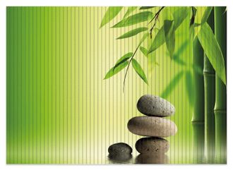 Wallario Duschmatte Antirutschmatte Badmatte Fußmatte Steinstapel im Grünen, Größe ca. 70 x 50 cm