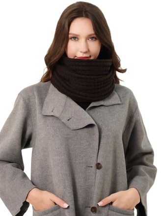 DonDon Schal Damen Winter Winterschal Strickschal Loop Schal Schlauchschal - Braun