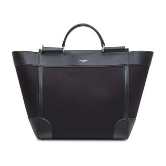 Dolce & Gabbana Schwarze Leder-Schultertasche mit Griffen - - Bags - Herren - Schwarzk - ONE SIZE