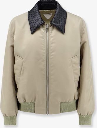 Bottega Veneta Nylon blouson with Intrecciato leather collar - BOTTEGA VENETA - gender_Woman