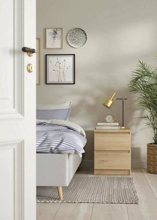 Dmora Nachttisch Chelle, Niedrige Kommode, Tisch, Multifunktionaler Nachttisch, 50x40 h50 cm, helle Eiche