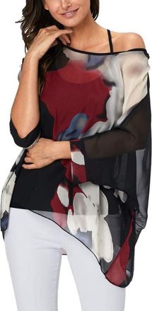 Minetom Damen Sommer Chiffon Bluse Strand Beil&auml;ufige T Shirt Lose Hemd Oversize Oberteile Tuniken Tops Strandponcho Bikini Cover Up Stil 02 Einheitsgr&ouml;&szlig;e