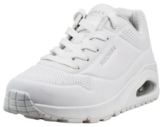 Skechers Damen UNO-Stand On Air Sneaker, White Durabuck/Mesh, 38 EU Weit
