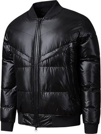 Generic Veste dhiver matelass&eacute;e &eacute;paisse et isolante coupe-vent &agrave; capuche pour homme avec fermeture &eacute;clair, 03 Noir, XXL
