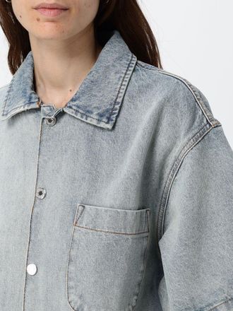 Msgm Chemise de bowling coupe d&eacute;contract&eacute;e en denim de coton &agrave; manches courtes