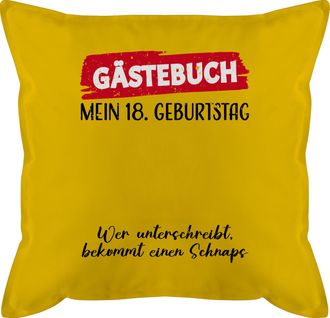 Shirtracer Kissen 50x50 - Gästebuch - 18. Geburtstag - 50 x 50 cm - Gelb - geburtstagskissen 18 geschenk zum 18.geburstag 18ten unterschreiben 18.geburtstag gesc