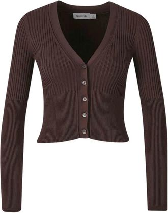 SIMKHAI cardigan en maille à design côtelé - Marron