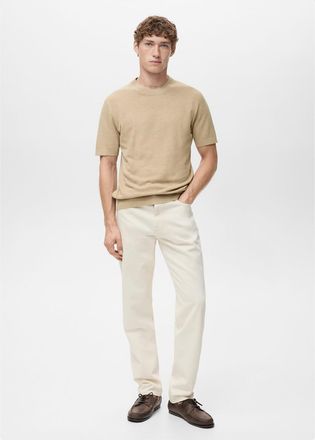 Mango T-shirt maille fine coton beige - Homme - XXL - MANGO MAN