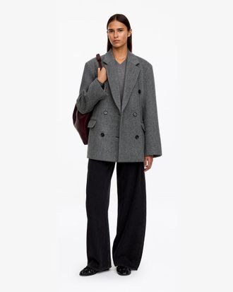 Arket Zweireihiger Blazer Aus Wollmischung -Schwarz
