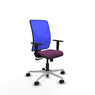 Piqueras y Crespo Schreibtischstuhl mit Rollen, 1D-Armlehnen, h&ouml;henverstellbare Lendenwirbelst&uuml;tze, ausgestattet mit 3 Positionen und Schneideschaum, Blau/Violett