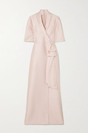 Reem Acra Robe Aus Piqu&eacute; Mit Wickeleffekt Und Verzierung - Pink